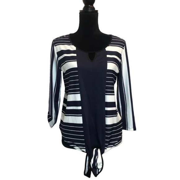 Notations | Tops | Notations Petite Womens Striped Tie Front Top In ...
